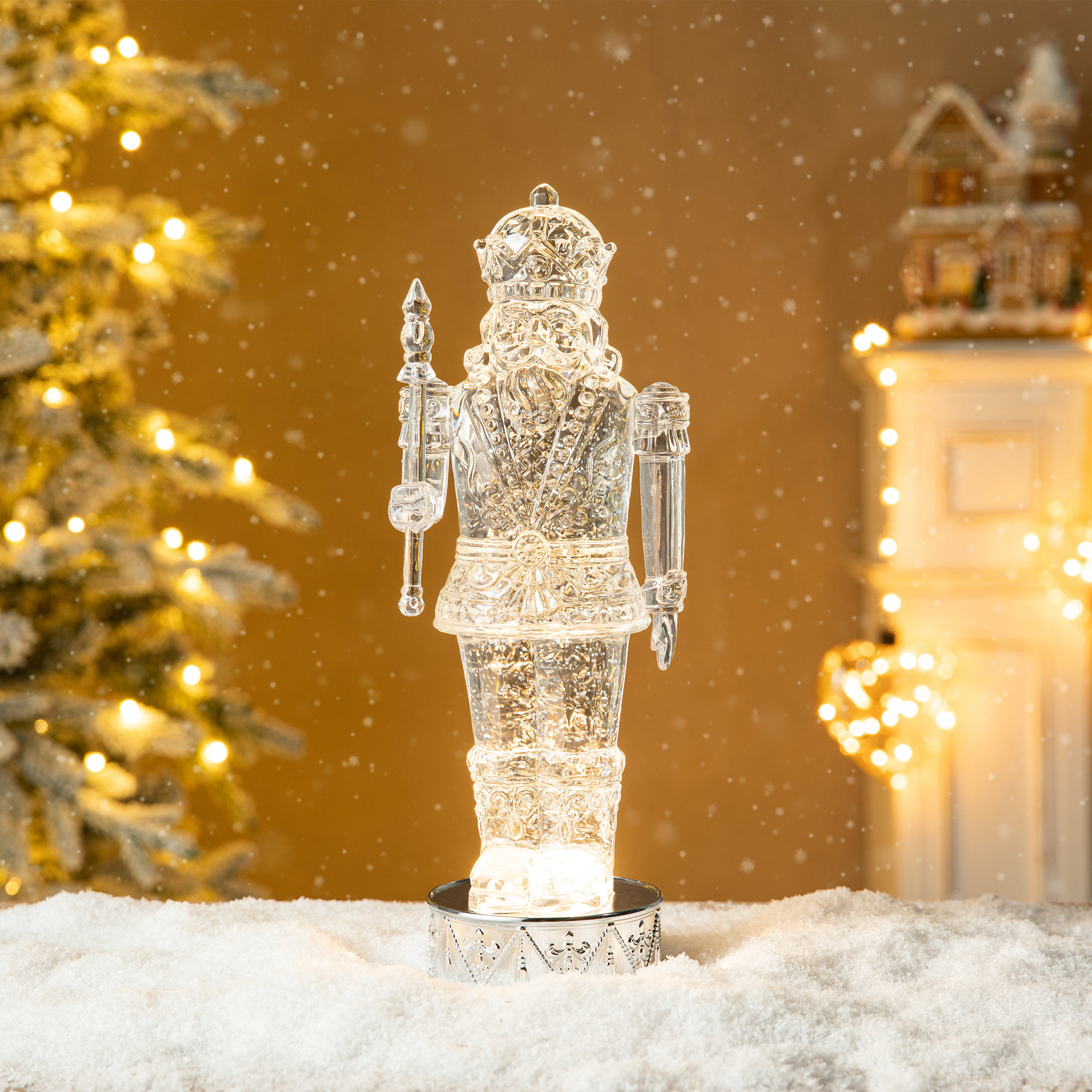 The Holiday Aisle® 12.5"H Lighted Acrylic Crystal Nutcracker Figurine Waterglobe & Reviews | Wayfair